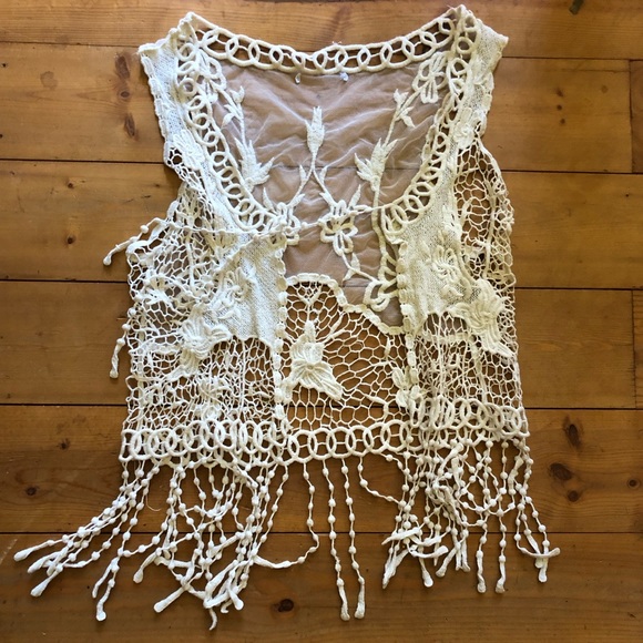 Tops | Macram Lace Vest Tank Top Cover Up | Poshmark